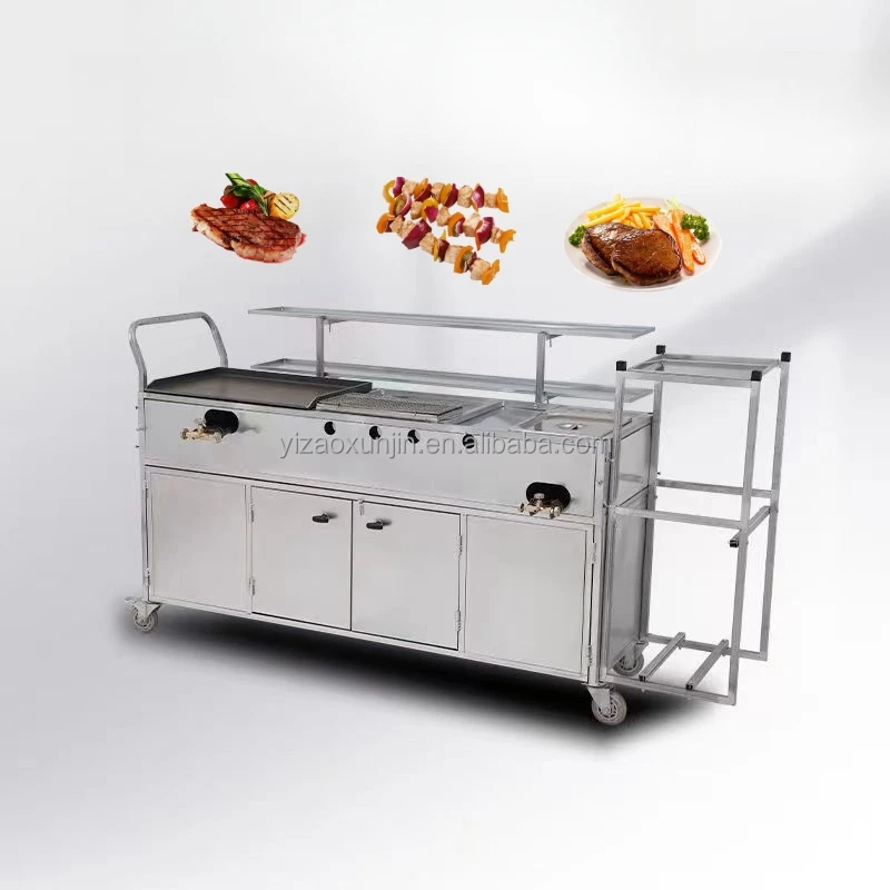 Four Wheeled Mobile Carts/crepe Carts For Sale Of Three In One Fried ...