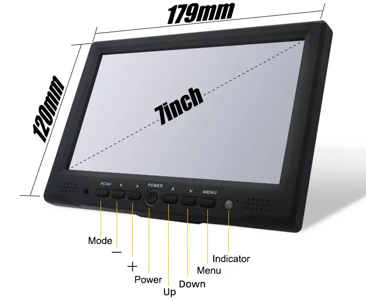 Portable IPS Screen 1024x600 OEM FHD 7 Inch VGA Monitor TFT LCD Car Bus ...