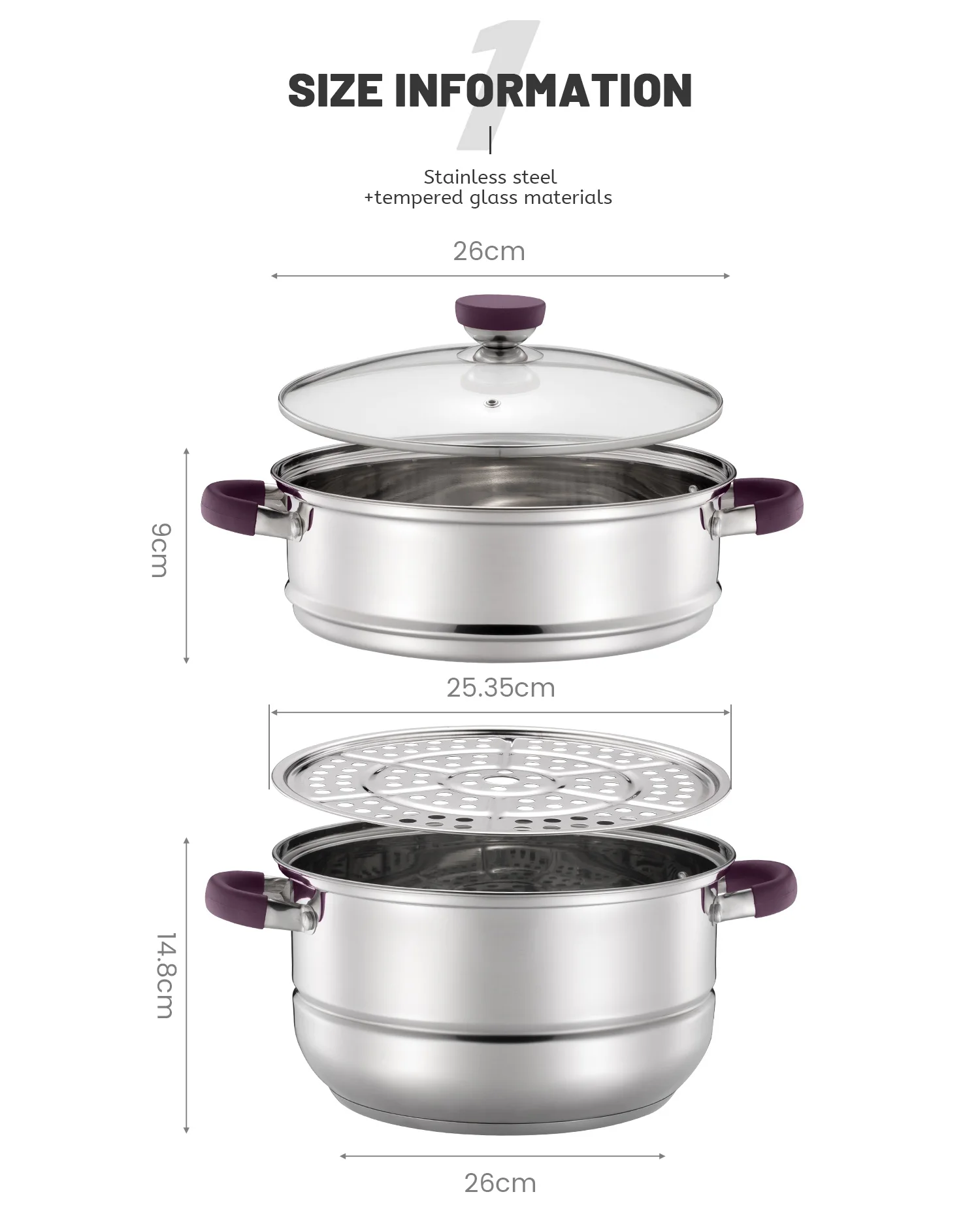 Multi-layers Steamer Pot Stainless Steel Steaming Cookware With Glass ...
