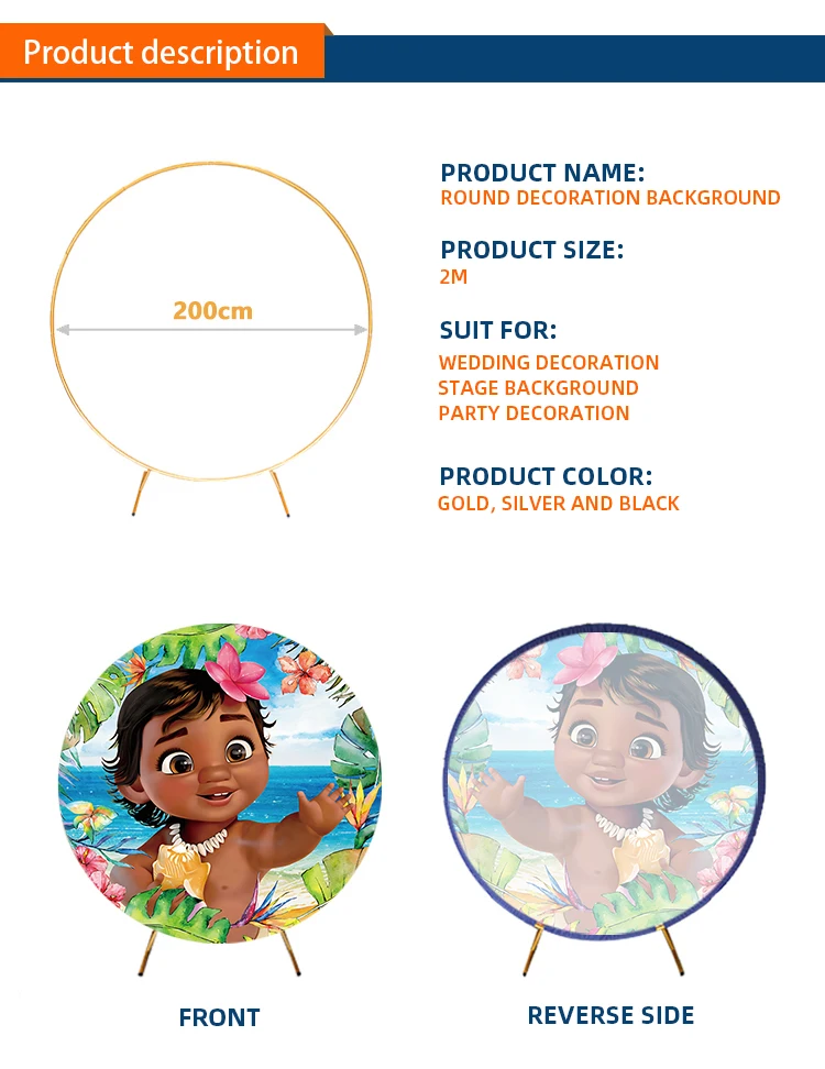 Custom Party Printing Backdrops Round Wedding Arches Back Drop Tension ...