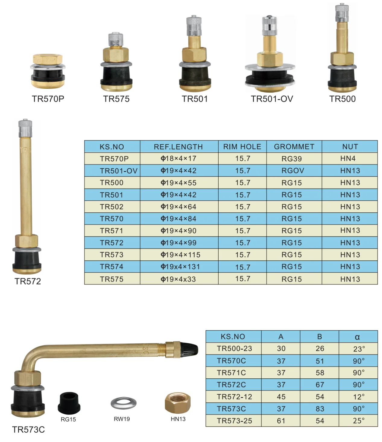 KAISHENG TR570 TR501 TR501OV Tubeless Truck Valves & Bus Tire Valves ...