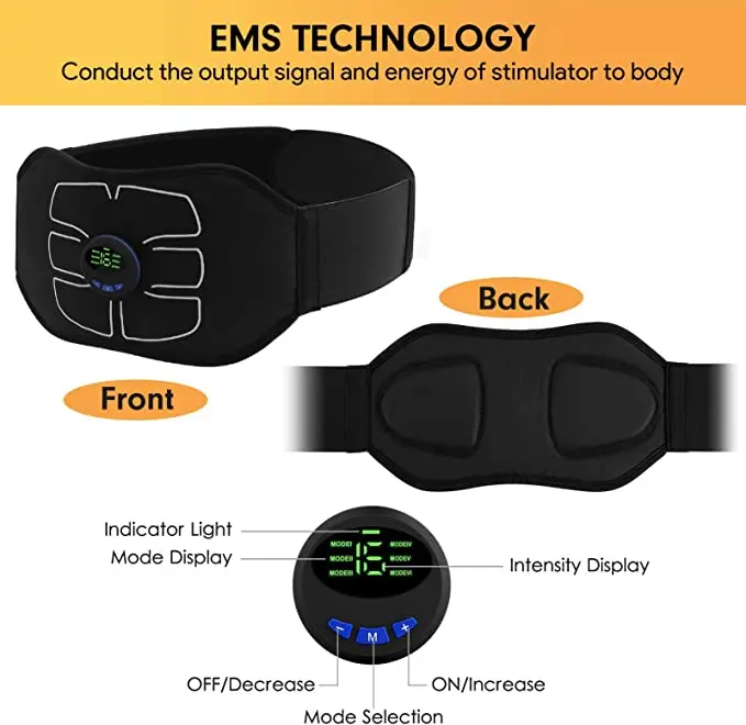 Electric Abdominal Tens Ems Sculpting Machine Abs Belt Electronic ...