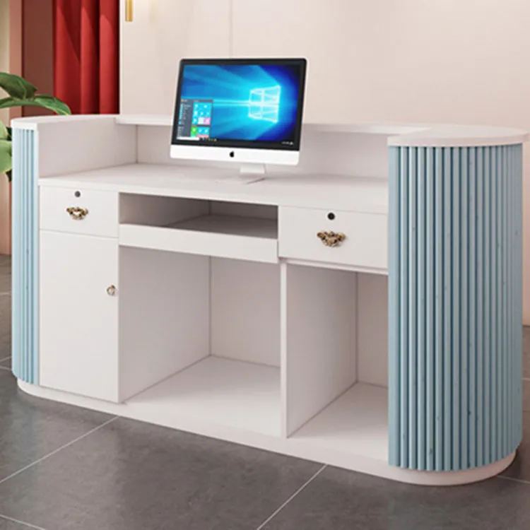 Custom Modern Reception Desk Beauty Salon Hairdressing Furniture Curved ...