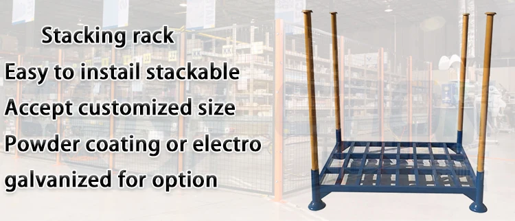Steel Multilevel Pallet Stacking Food Racks Portable Stacking Post ...