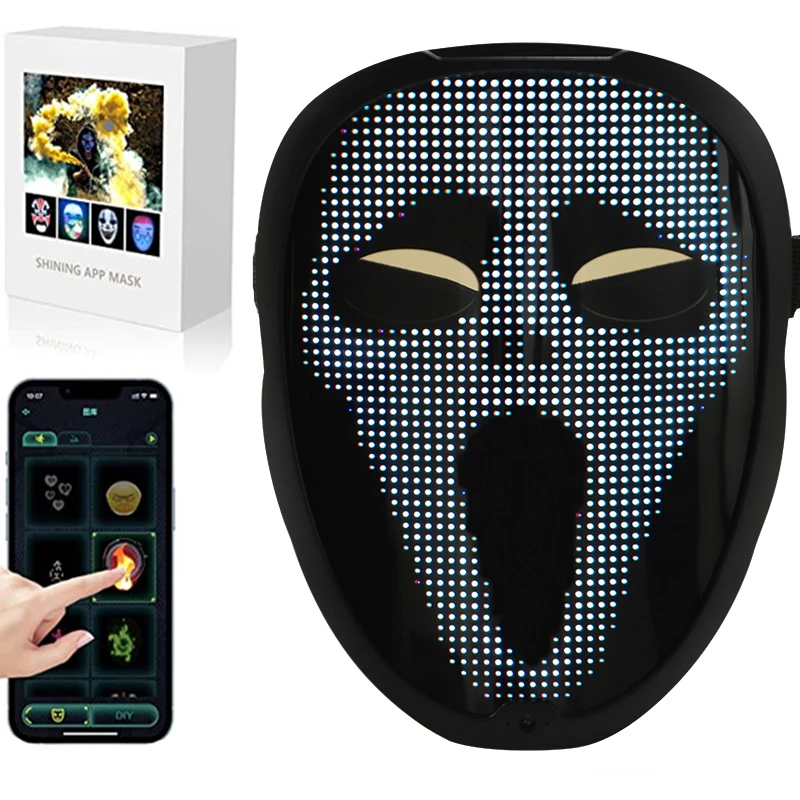 Programmable DIY Led Mask,face Changing Halloween Mask for Party Rave ...
