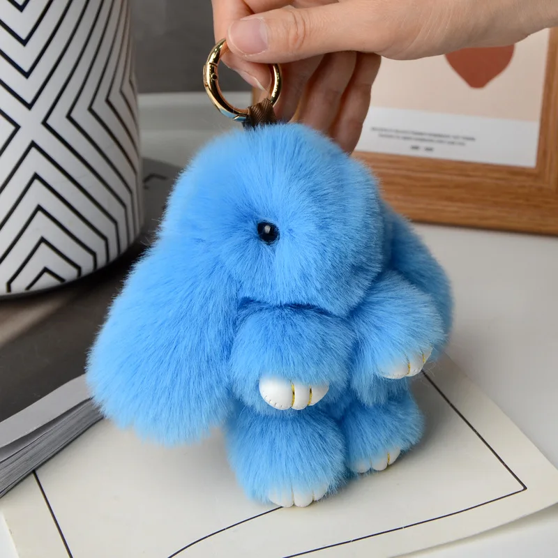 18cm Cute Bunny Keychain - Kawaii Soft Rabbit Fur Pompom