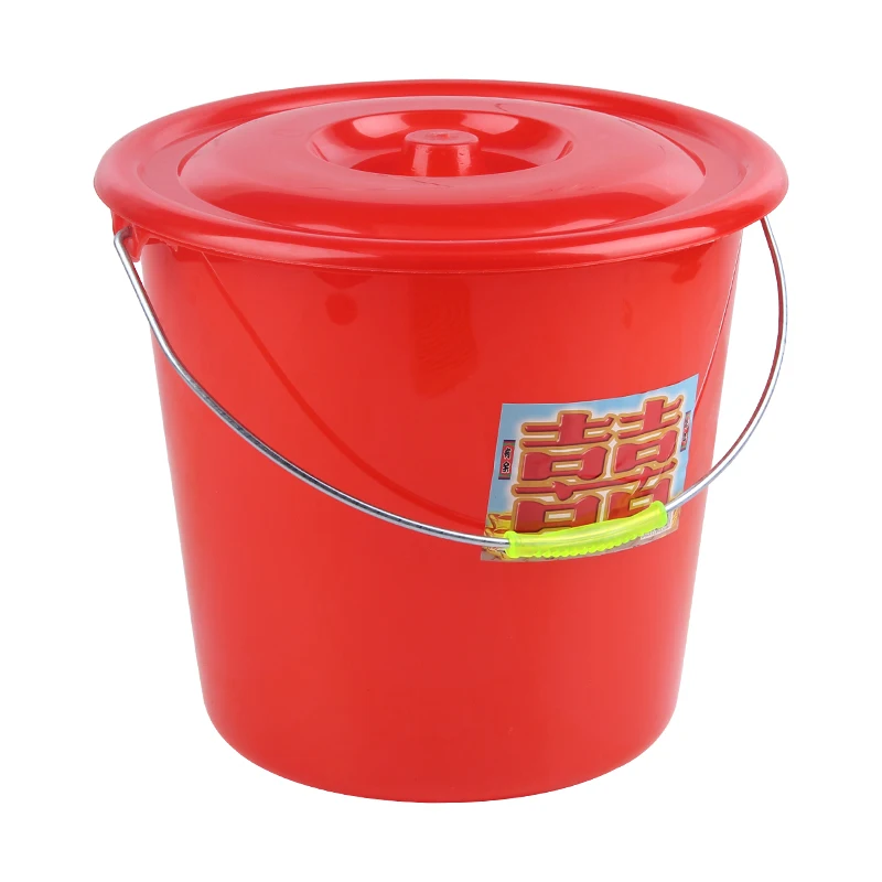 Red plastic tote bucket for wedding supplies durable and drop resistant ...