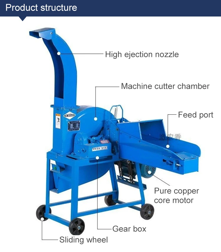 2 Ton Per Hour Grass Cutting Electric Hay Grinder For Poultry Feed ...