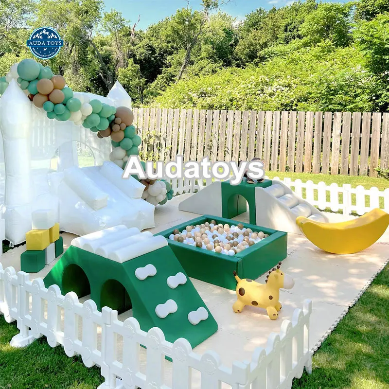 Green White Kids Soft Play Set for Outdoor Fun & Fitness