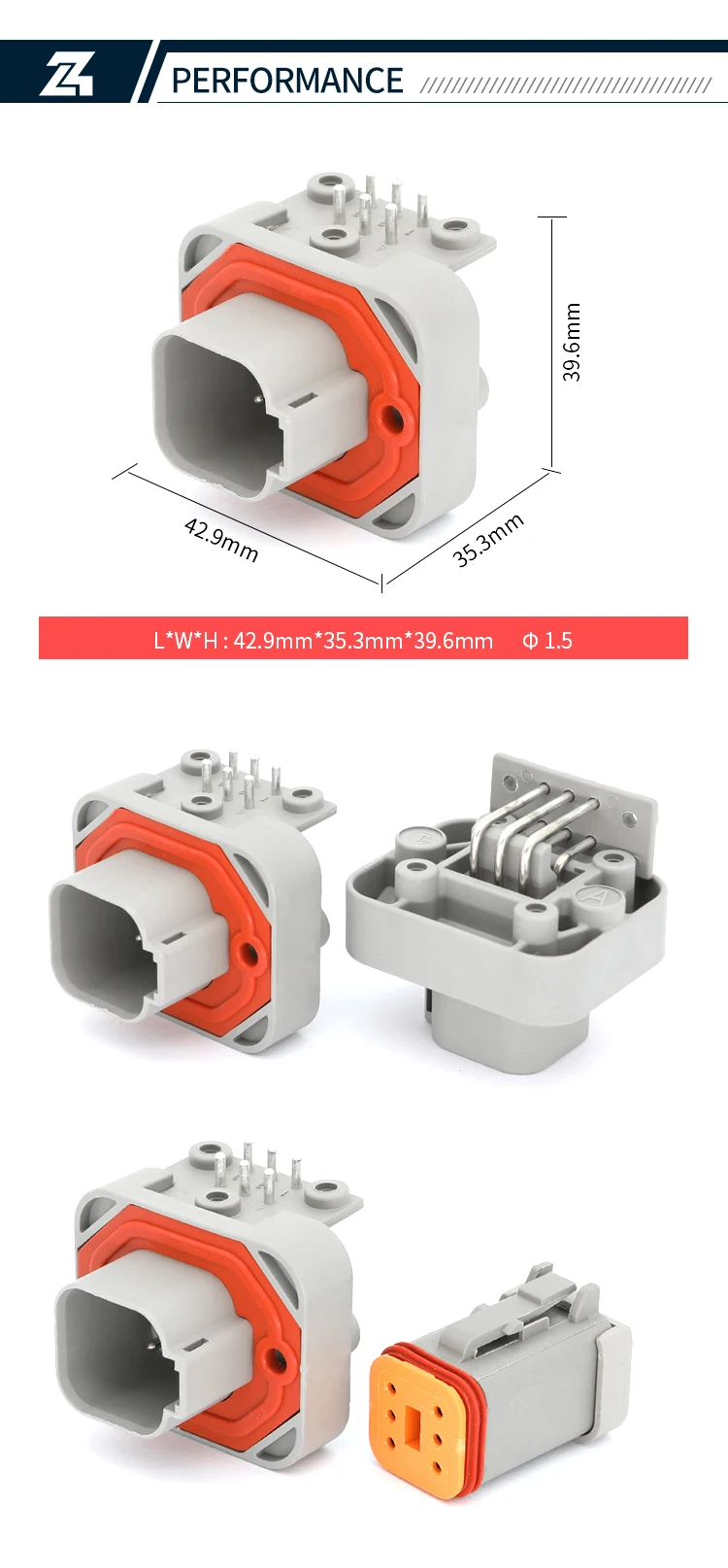 Dt13-6p 6 Pin Connector Socket Circuit Board Waterproof Pcb Right Angle Automotive Headers ...