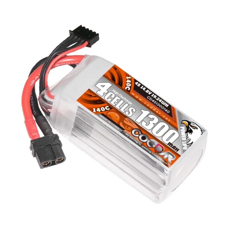 Coddar Rc Lipo Battery 4s 1300mah 14.8v 140c Xt60 180mm To 330mm ...