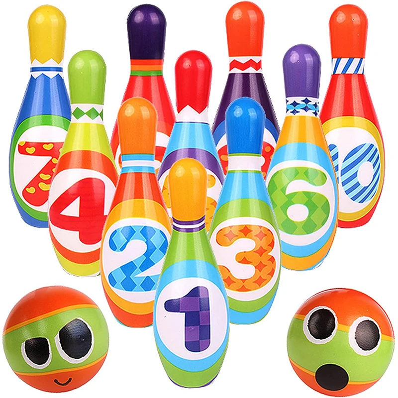 Soft Bowling Toy Set Indoor & Outdoor Sports Toy with 10 Number Pins 2 ...