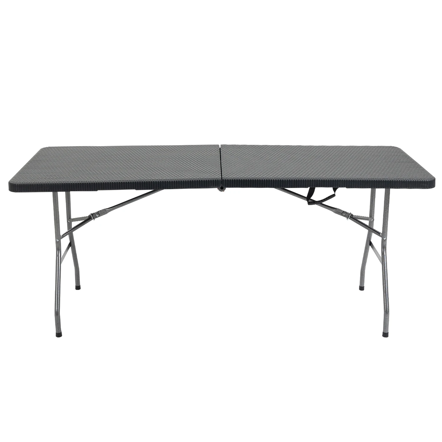 ALINUNU 6 Feet Black Folding Table, Outdoor Portable Folding Table with ...