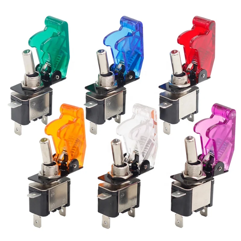 12V 20A Illuminated LED ON-OFF with Cover Red Blue Green Yellow Car ...