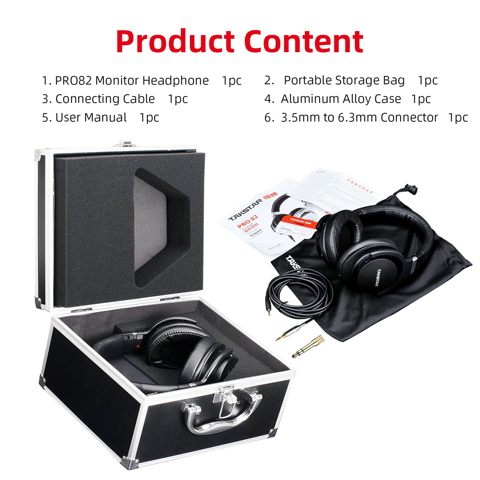 Takstar Pro82 Professional Dj Monitor Headphones Wired Hifi Headset For ...