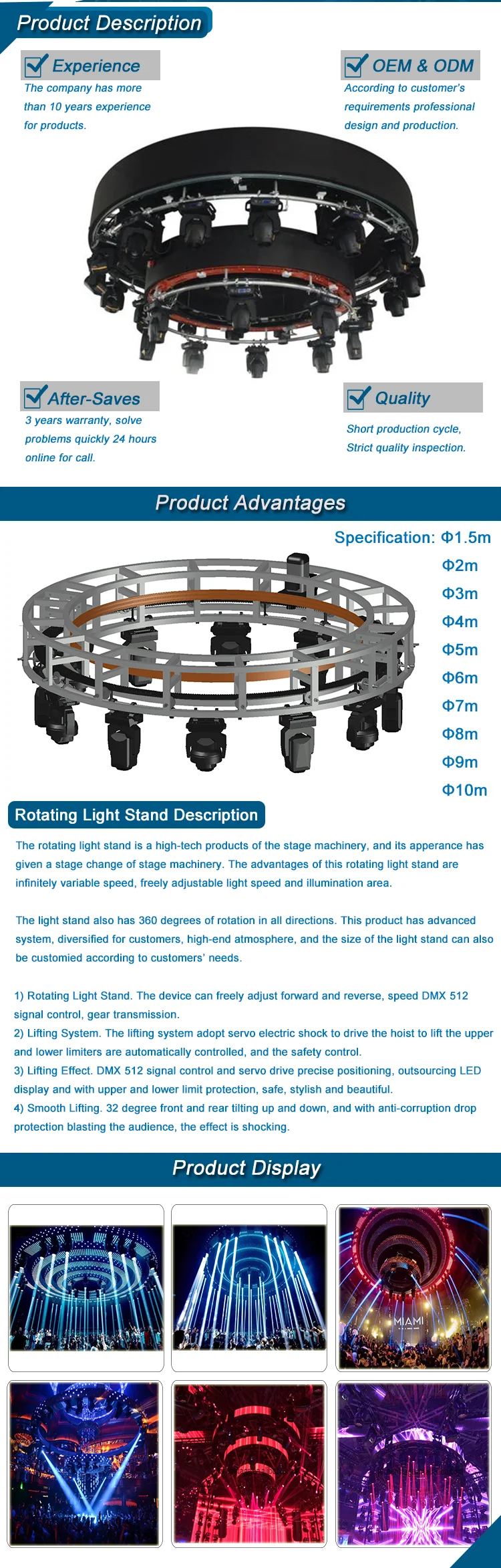 Motorized Lifting Stage Rotating Moving Head Light Truss with Motor ...