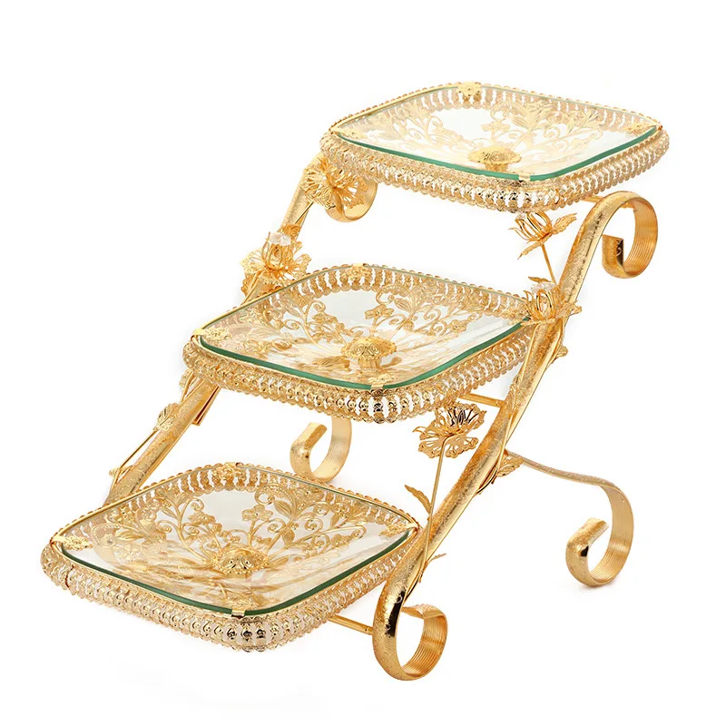 3 Tiered Cake Stand Tea Party Serving Platter Glass Fruit And Snakes ...