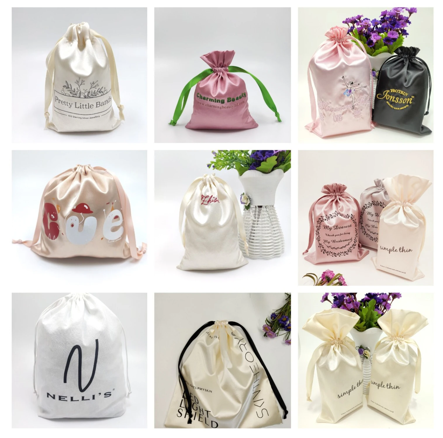 Custom Logo Small Satin Dust Pouch Gift Packaging Hair Wig Large Silk ...