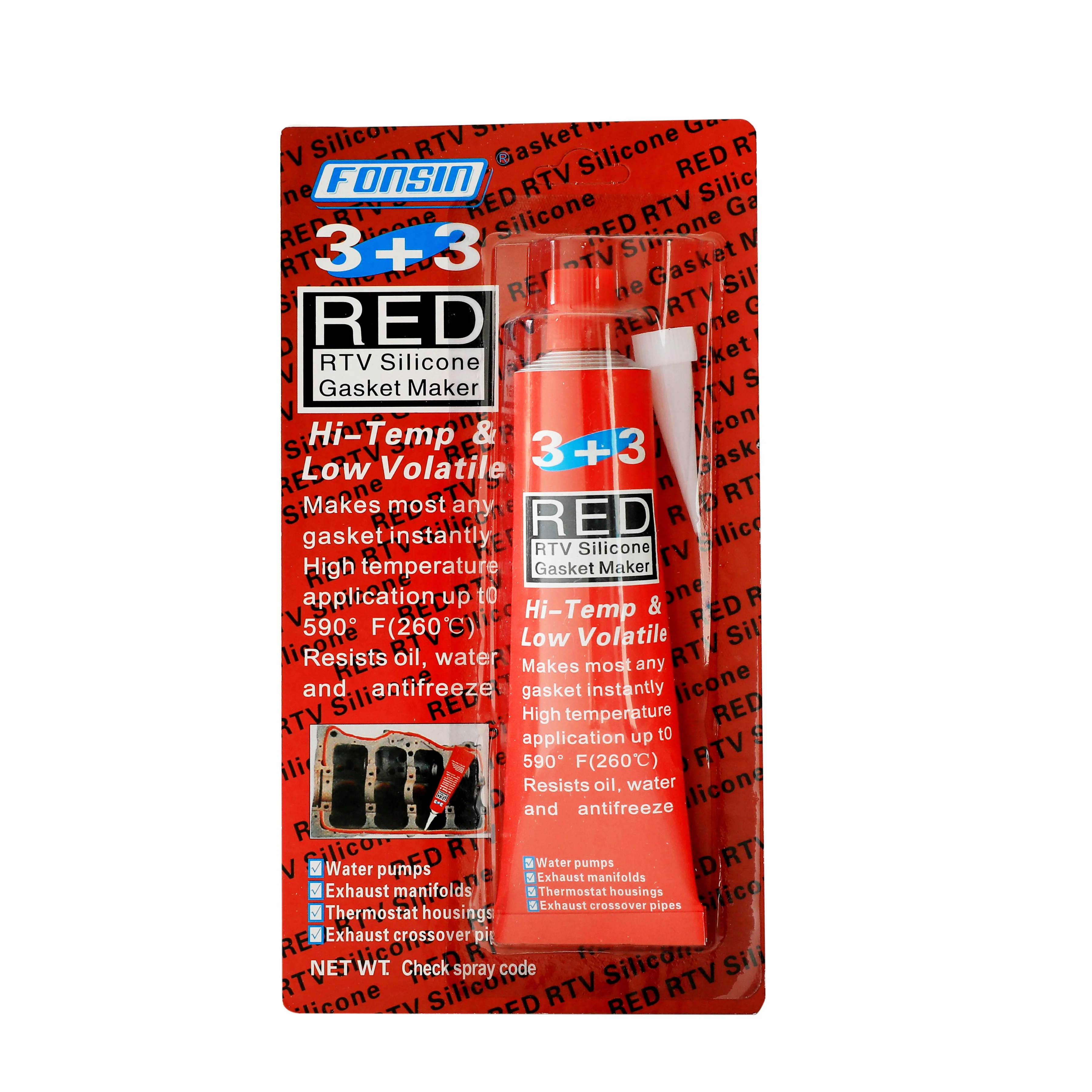 Forsen 596 High-Temp Rtv Siliconenkit Rode Vloeibare Lijm Voor Motoren ...