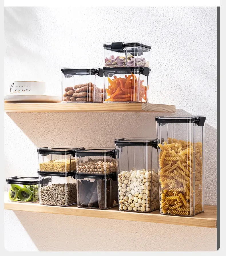 Clear Plastic Dry Food Storage Bottles Durable Kitchen Cereal Dispenser ...
