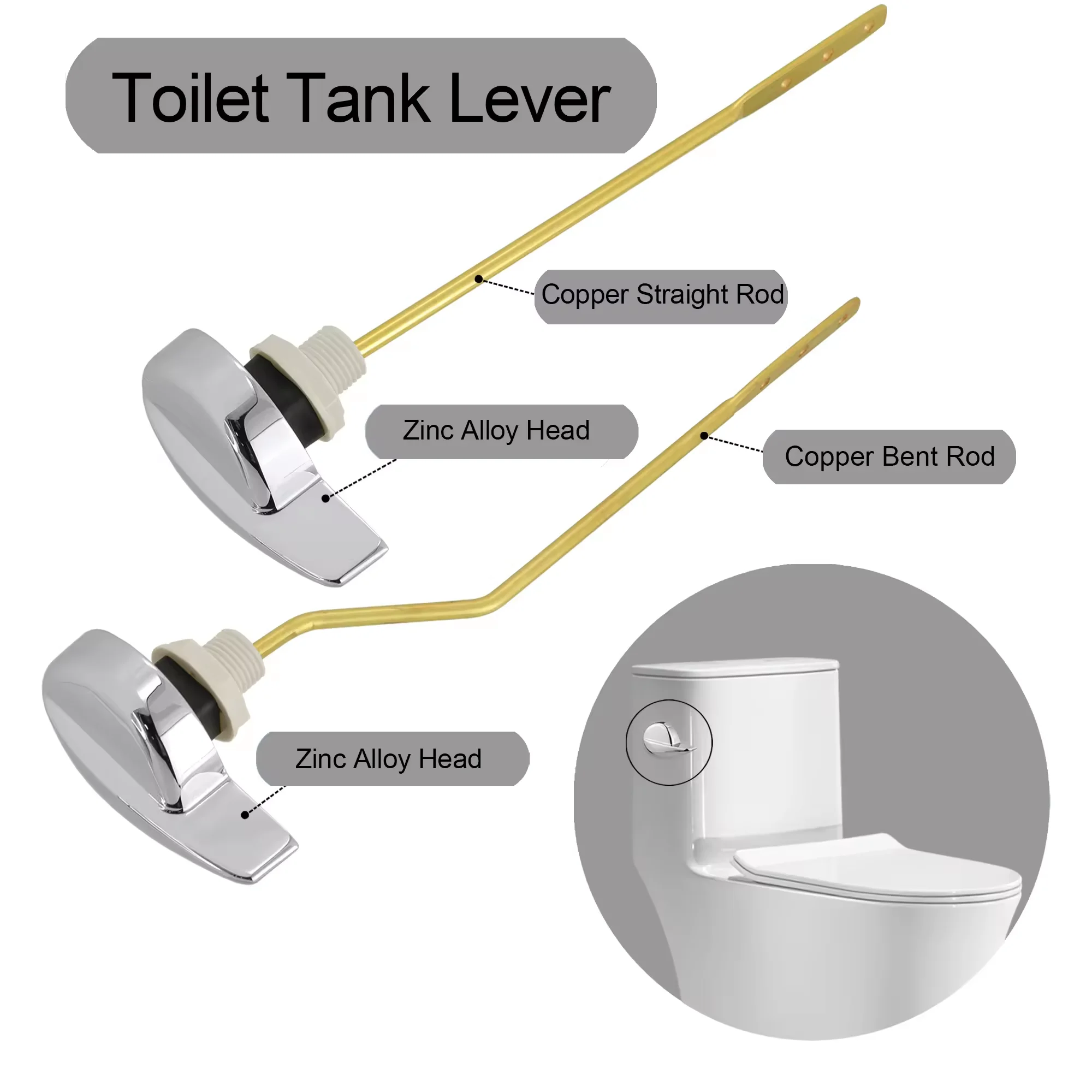 Toilet Tank Lever Side Mount Toilet Tank Flush Lever Handle For Toilets ...