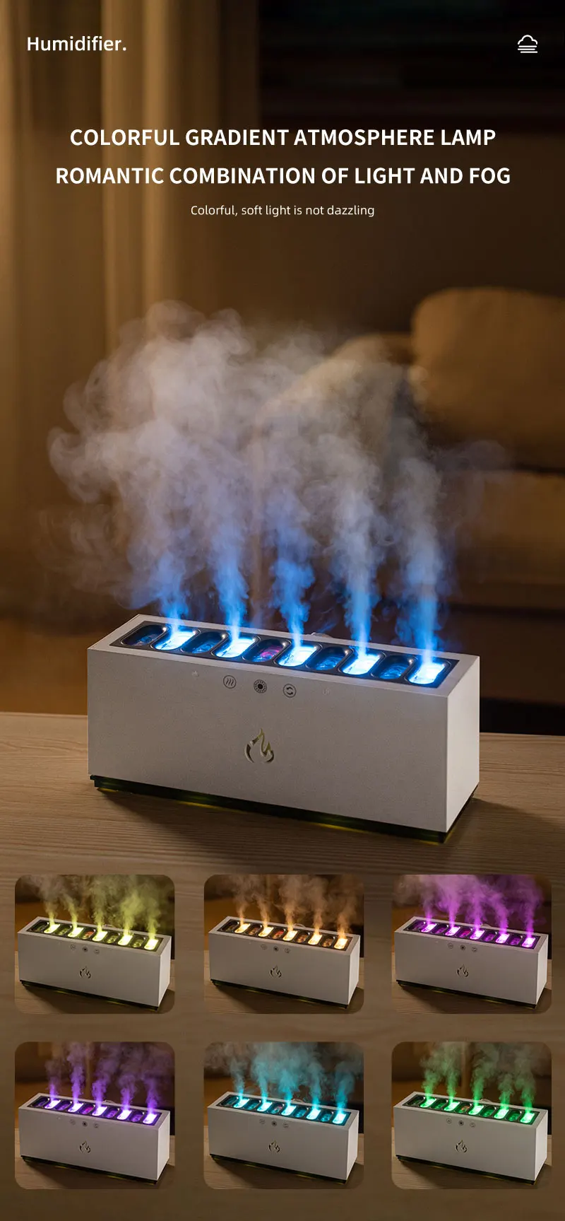 Dynamic Sound Pickup Humidifier with 10 Holes Spray Nozzles