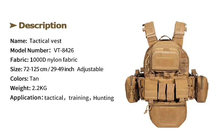 Yakeda Tatico Gear Modular Personal Protective Chaleco Tactico Coyote ...