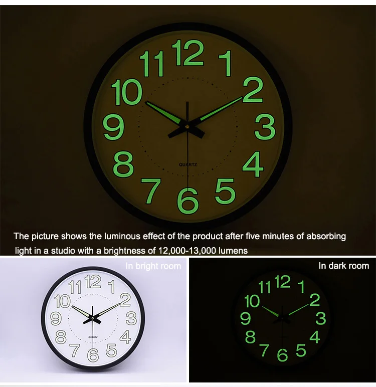 12Inch Customizable Wall Mount Glowing Big Numbers Fancy Wall Clocks ...