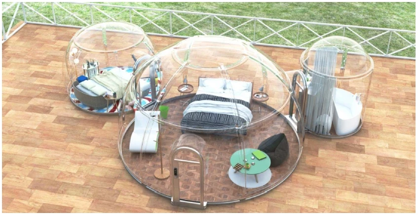 PC Domes Transparent Glamping Geodesic Dome House for Sale