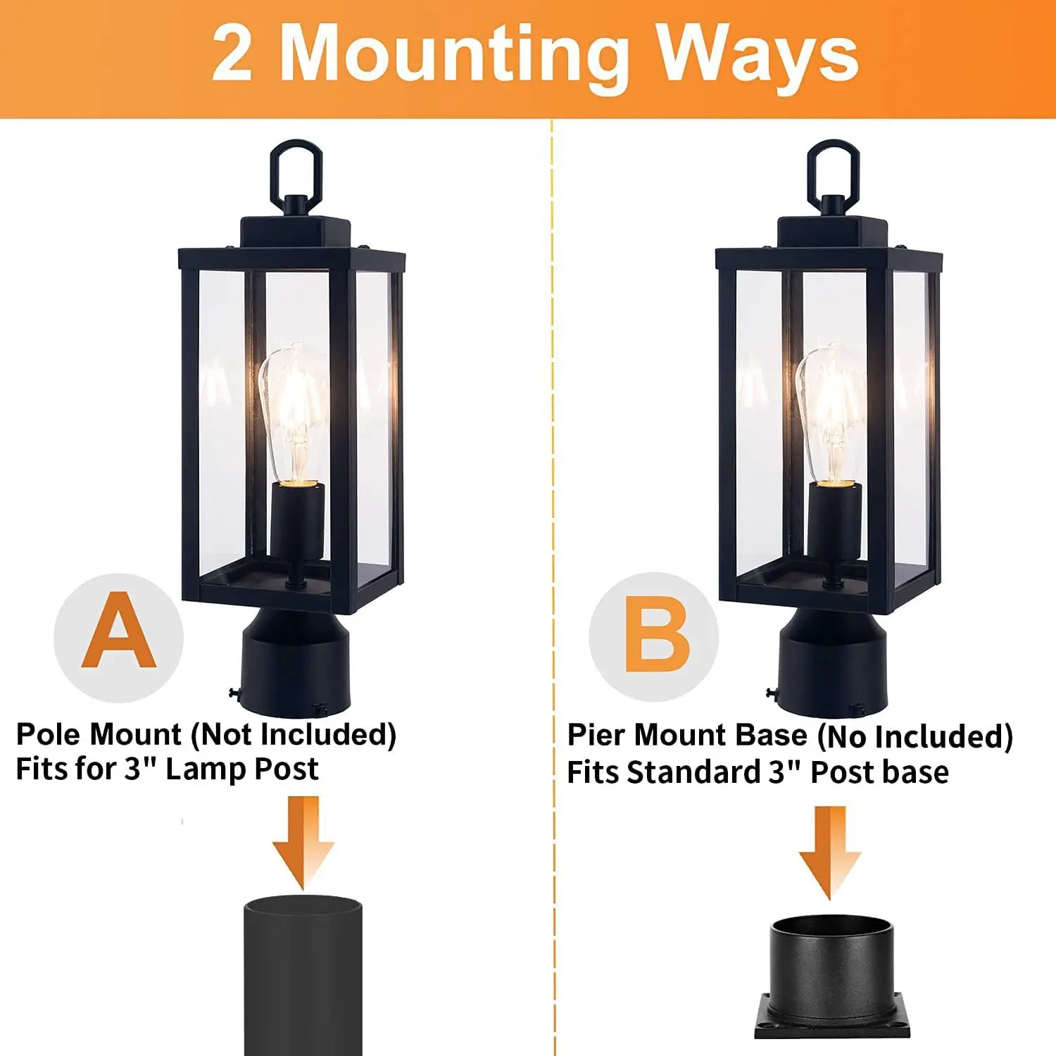 Luxury Traditional LED Outdoor Post Light Garden Waterproof clear Glass ...