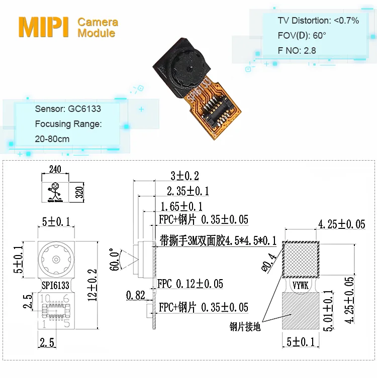 Mini Spi Camera Module GC6133 for Smart Glasses & Watches