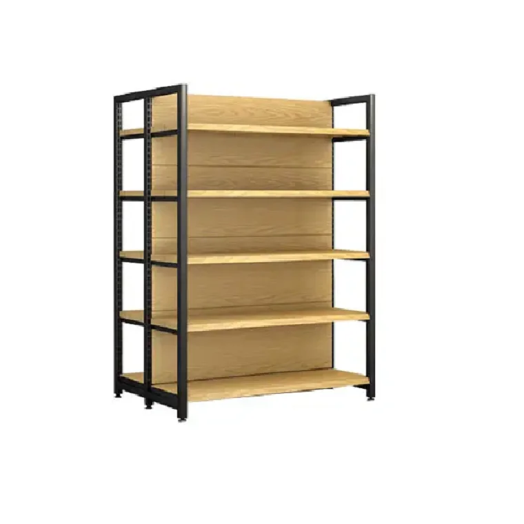 Custom Wooden Supermarket Shelf Rack Wood Shelf With Metal Frame ...