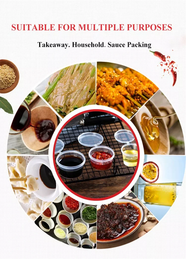 Factory Custom Clear Plastic Sauce Containers with Lids