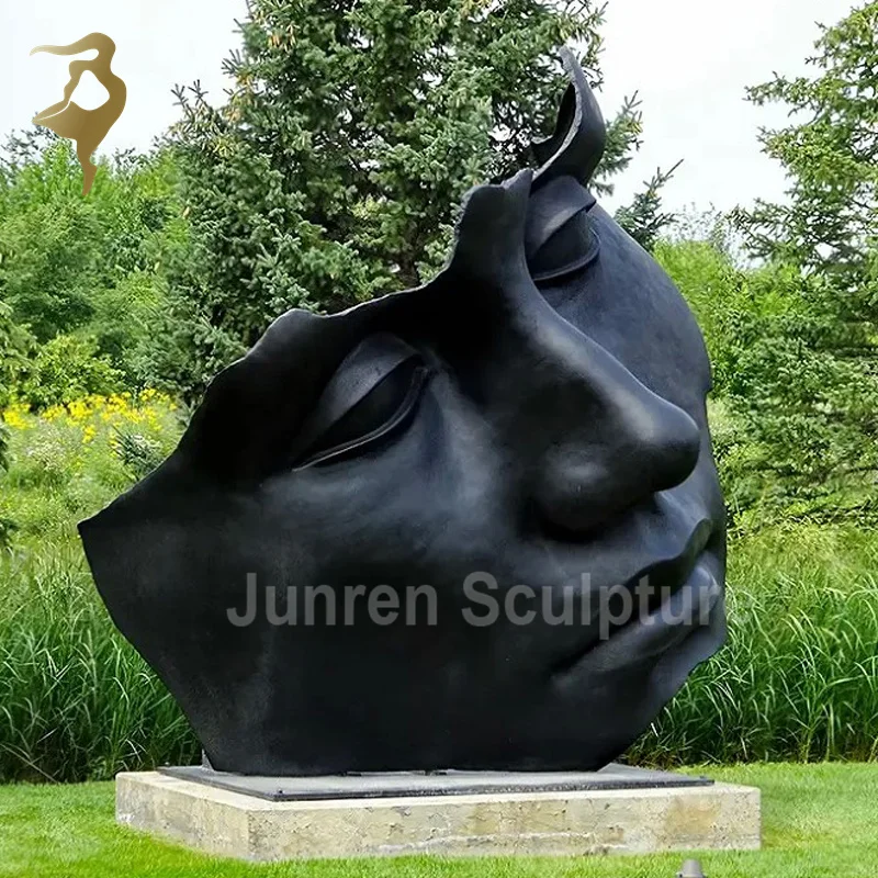 Modern Garden Outdoor Decor - Bronze Statue of Half Female Face