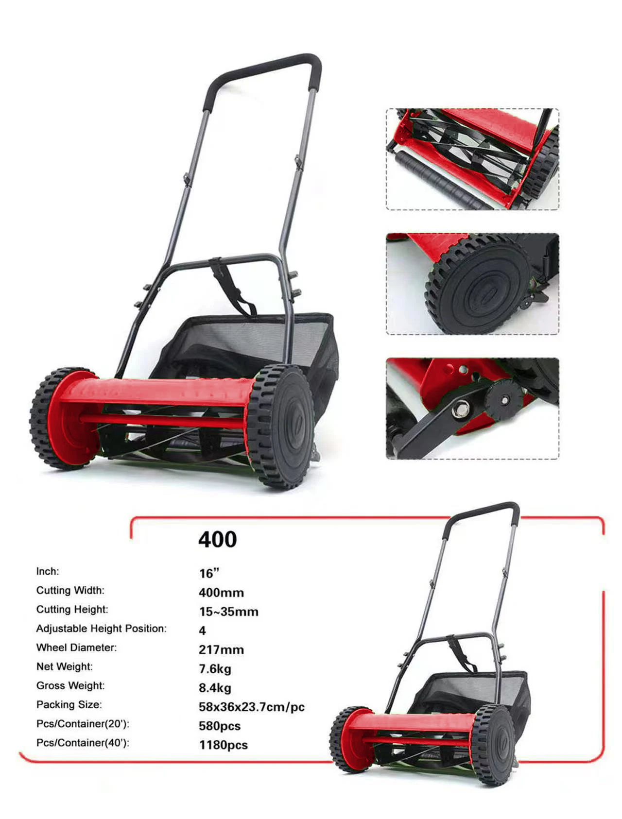 16in Manual Grass Cutter Machine Mower Lawn Mover Price Diy Bar Farm ...