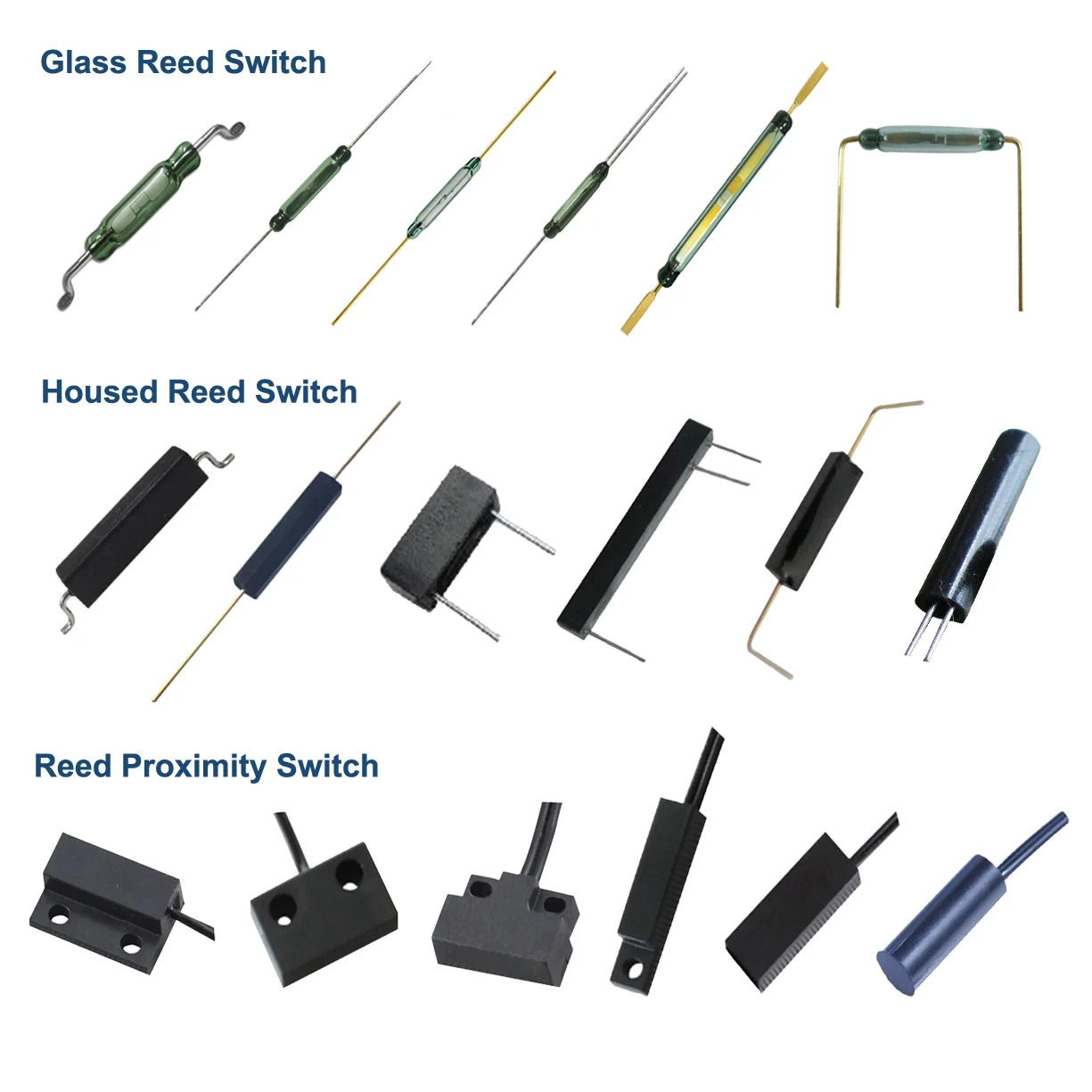16mm Reed Switch Magnetic Sensor SPST Form with Cut Leads and Bending ...