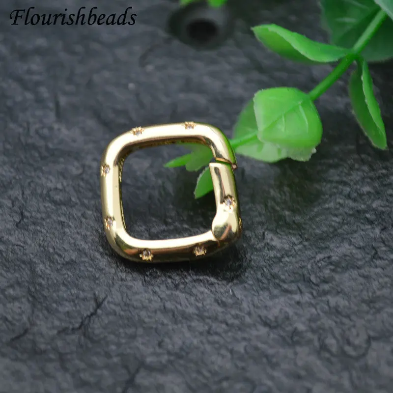 18k Gold Plated Shining Square Lock Clasp Brass Buckle For Bracelet ...