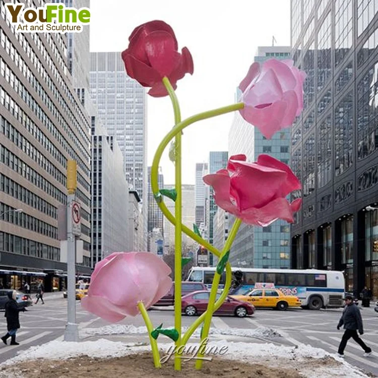 Stainless Steel Rose Sculpture - Perfect for Garden Decor
