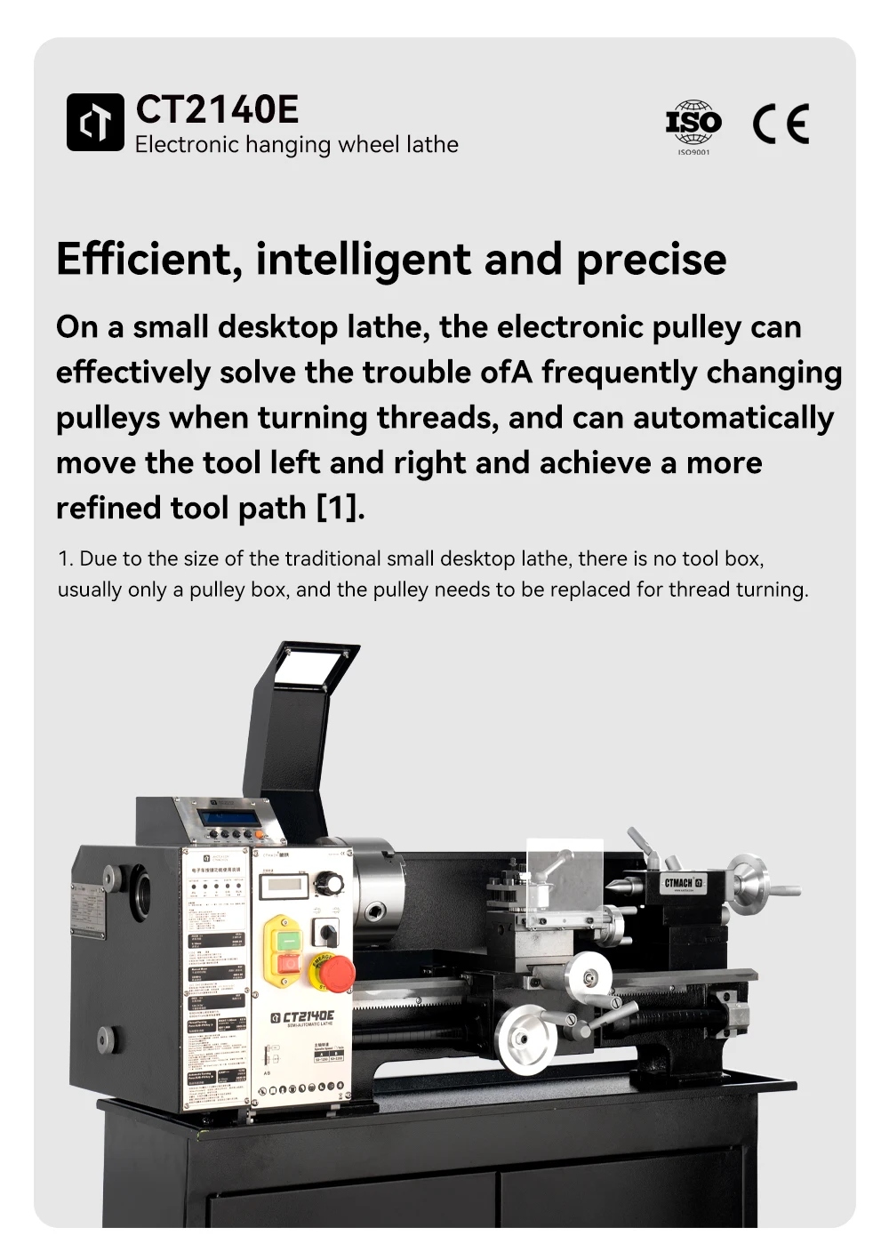 CTMACH CT2140E Mini Electrical Hanging Wheel Lathe - High Accuracy