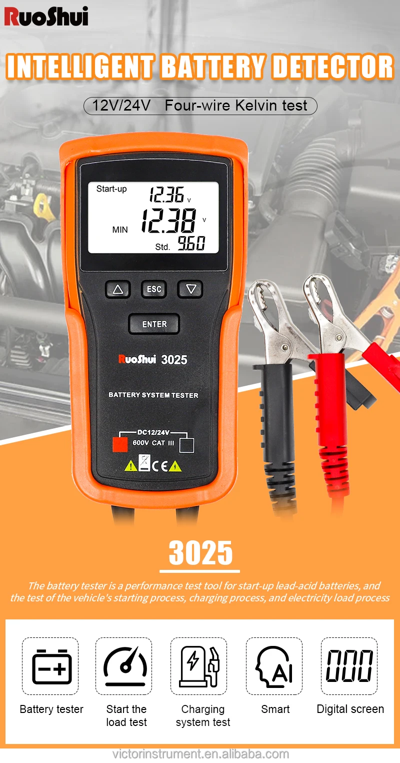 Ruoshui 3025 Battery Tester 12v 24v Analyzer 100 To 1700 Cca Car ...