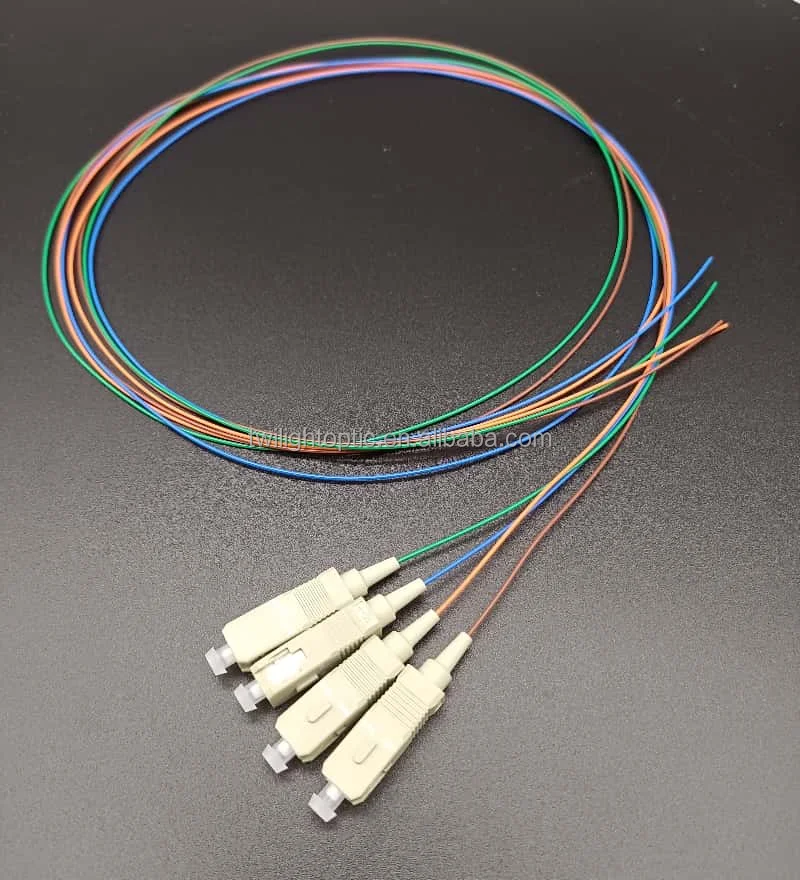 4 color fiber optic pigtails 1m 1.5m 4F coated SC multimode 50/125 62.5 ...