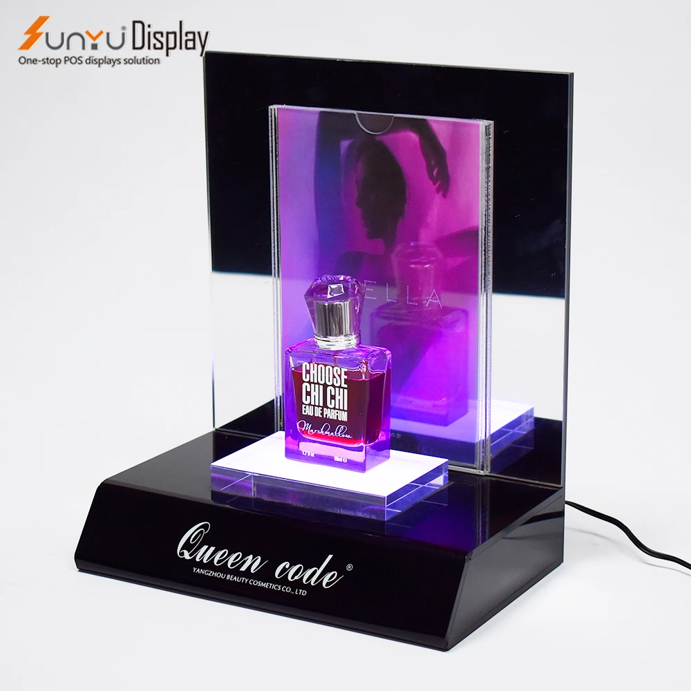 Custom Acrylic Countertop Perfume Makeup Beauty Display Stand With LED ...