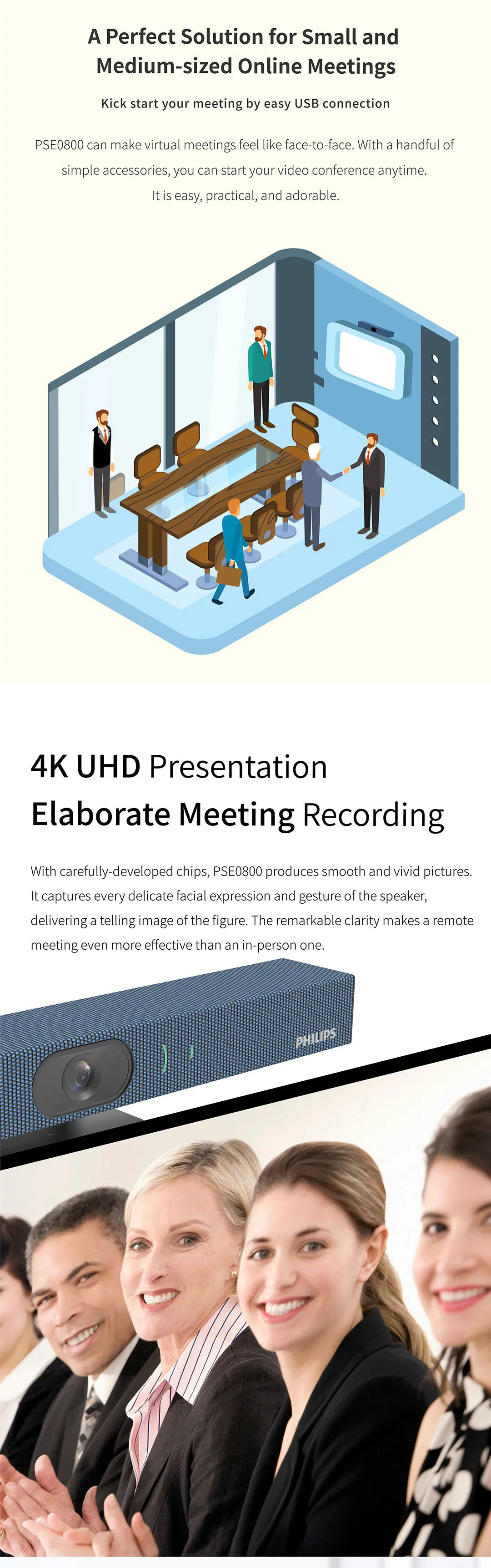 Philips Original 4K Video Conferencing System Meeting Bar Camera Webcam ...