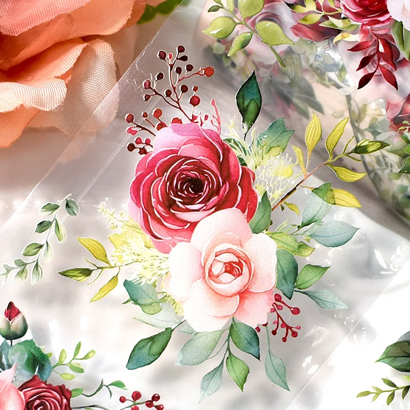 Flower Retro Character Handbook Tape - DIY Collage Material