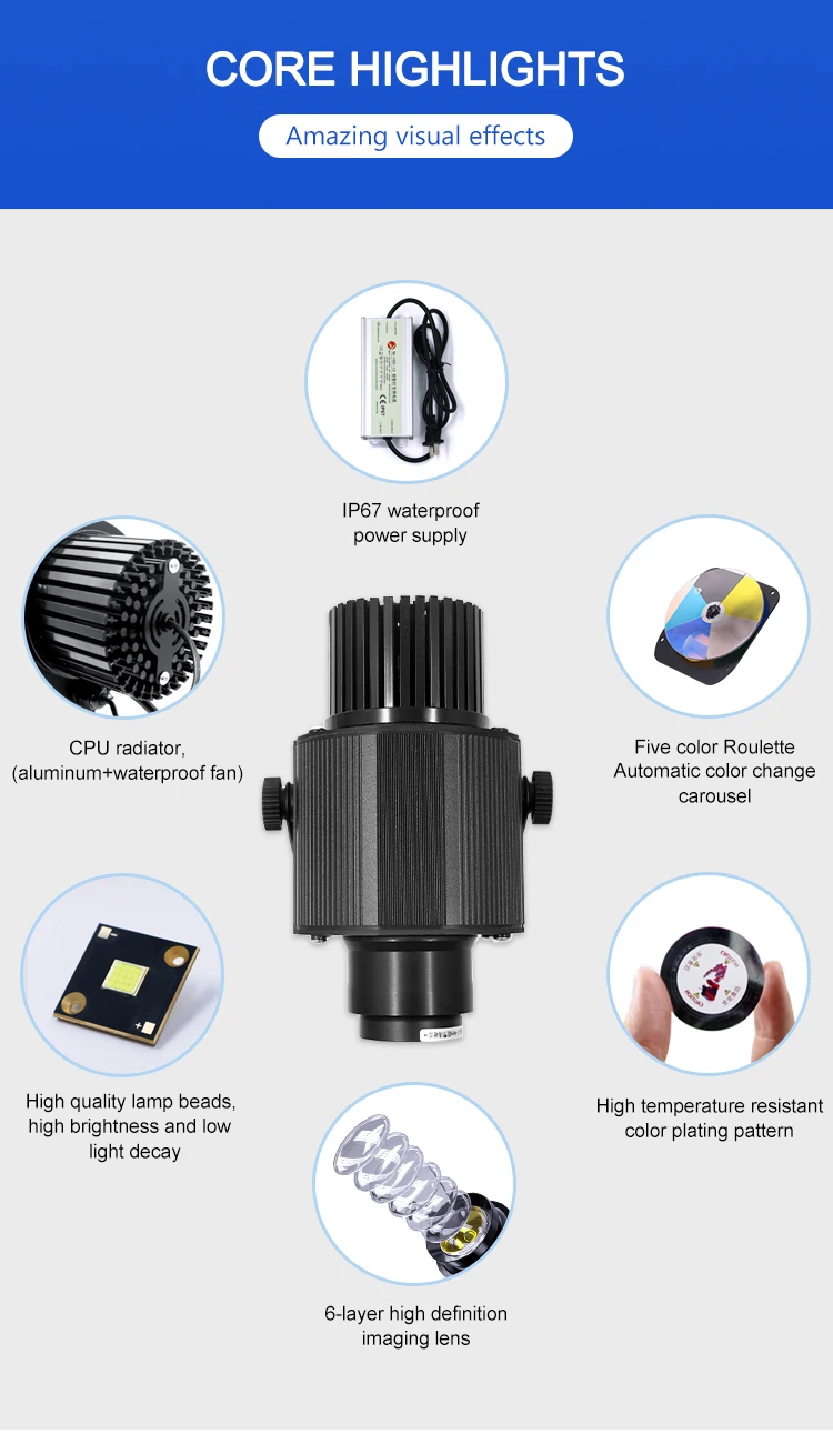 60W LED Auto Color Changing Gobo Projector - Custom Logo Outdoor Light ...