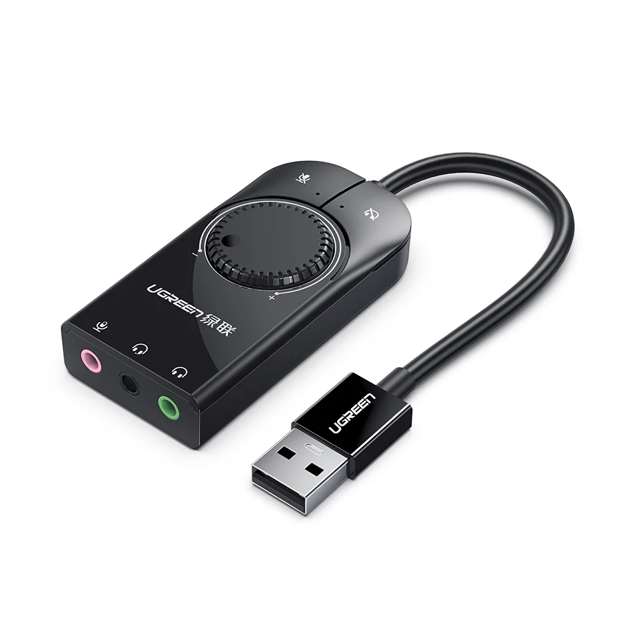 UGREEN USB Sound Card External Sound Card with Volume Control USB to 3 ...