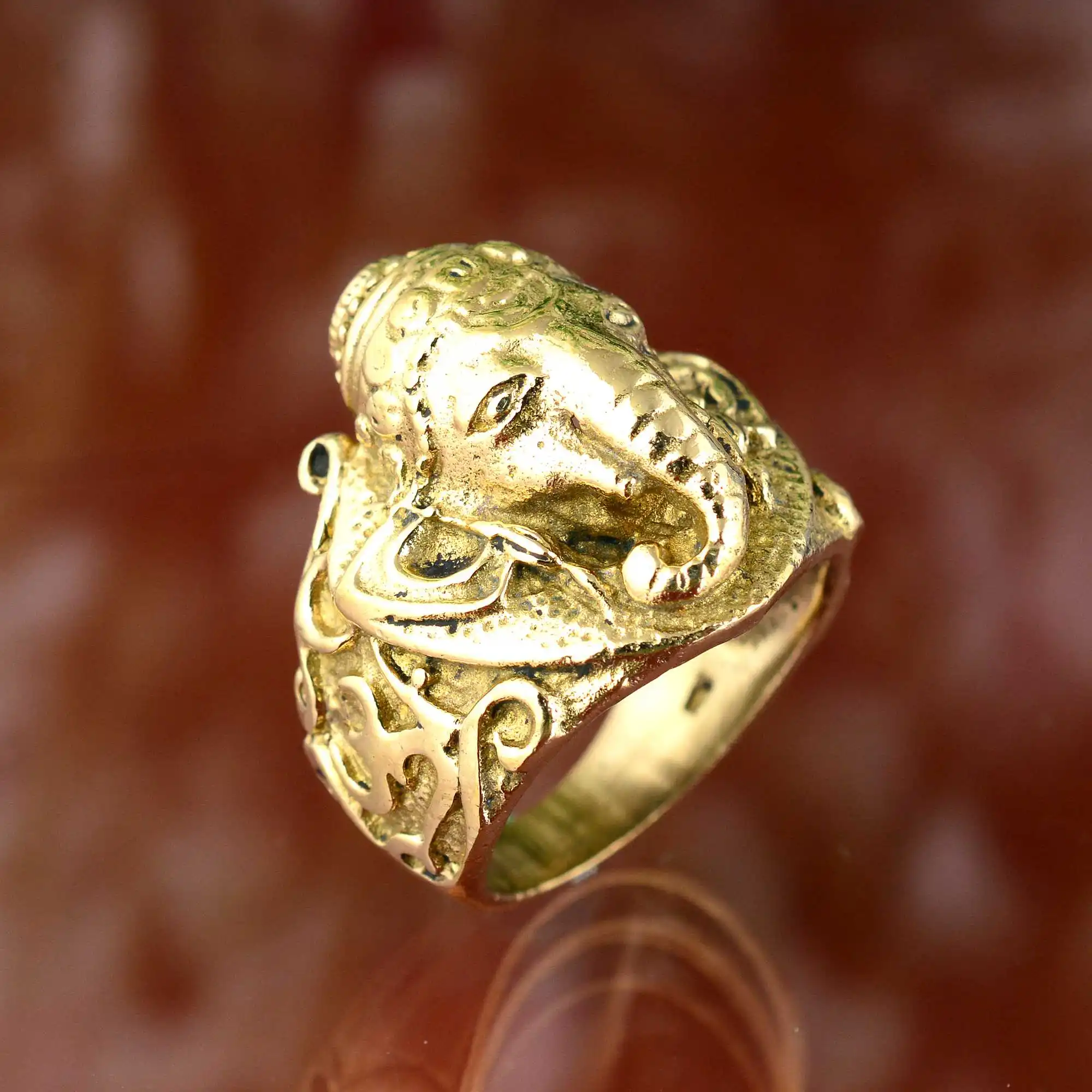 Retro Personality Patron Saint Indian Ganesha Brass Ring Punk Hip Hop ...