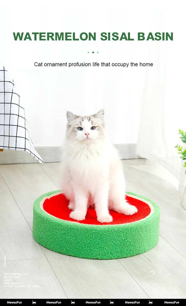 Mewoofun High Quality Watermelon Shape Round Modern Sisal Cat Scratcher ...