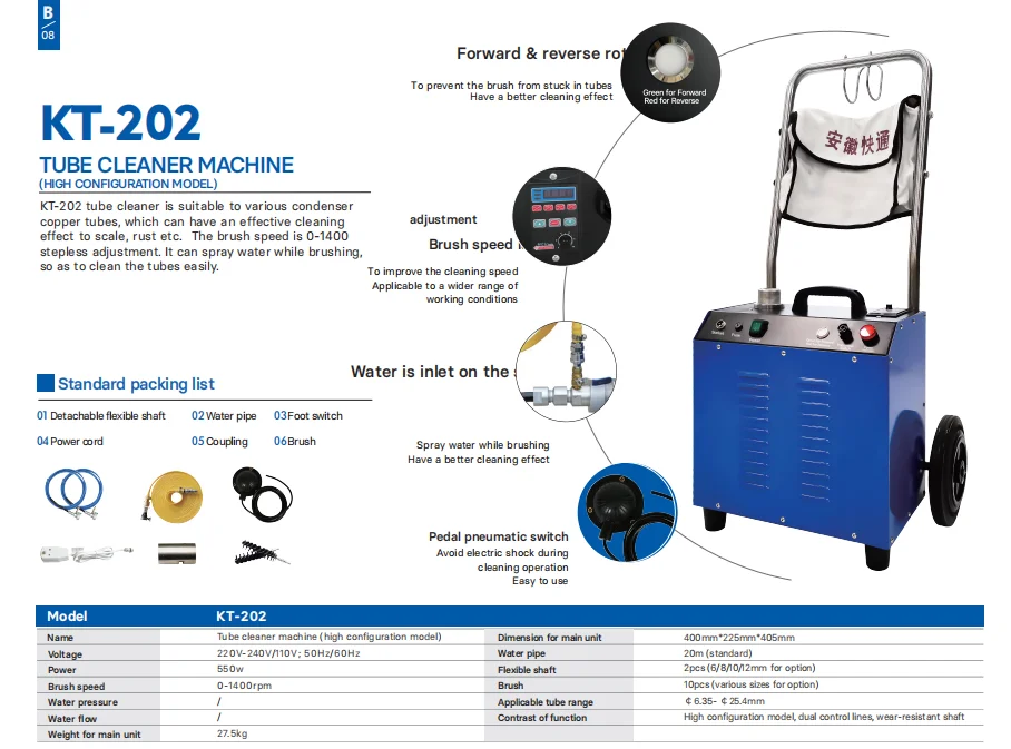 550W KT 202 Kuaitong Tube Cleaning Machine & Descaling - OEM
