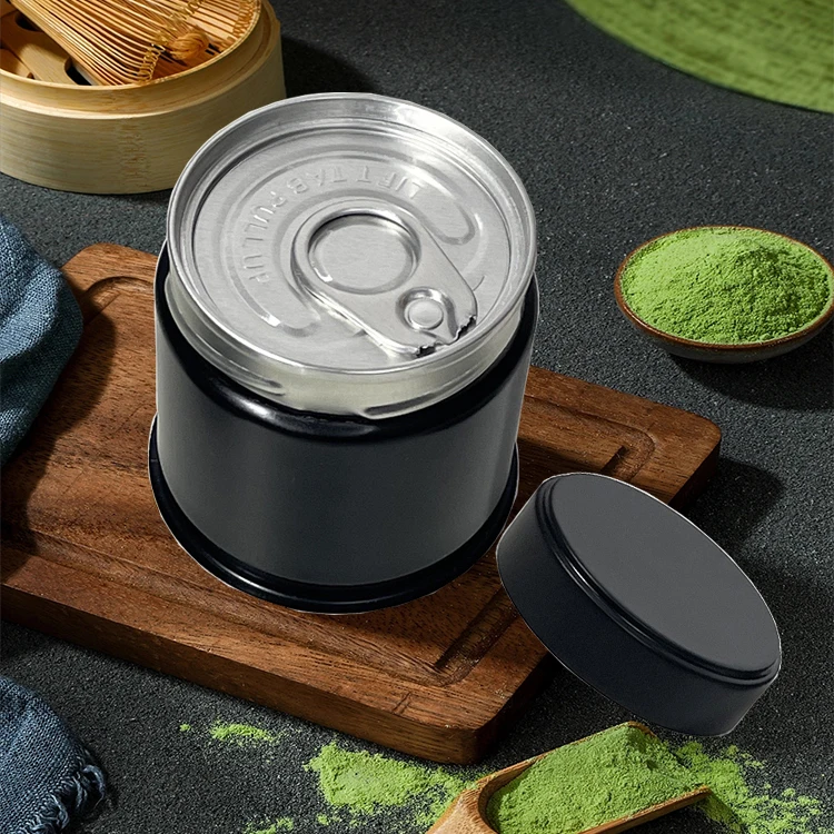 Self Sealing Welding Empty Food Grade Black Tin Can for Matcha
